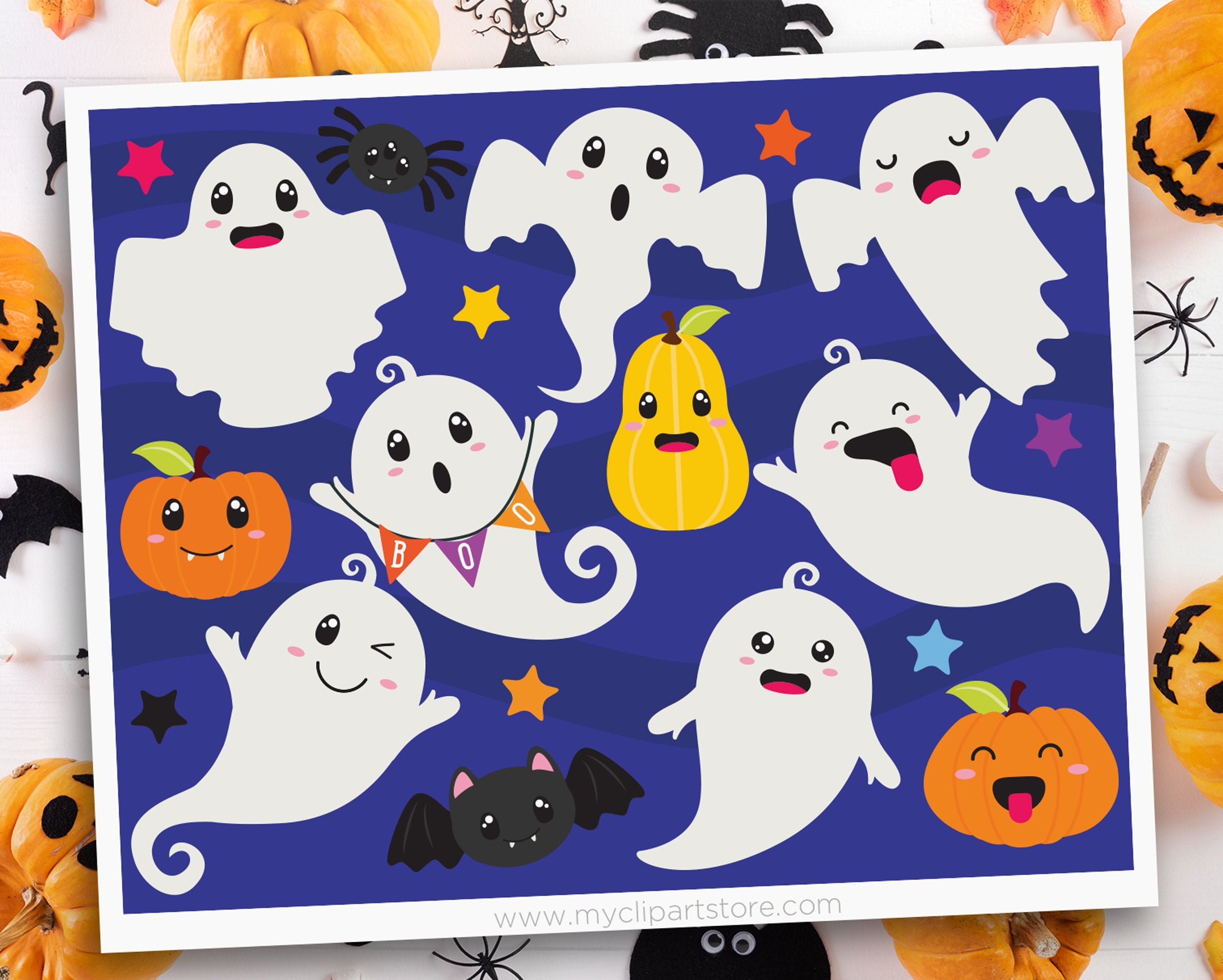 Papercraft CUTE Halloween Ghost Digital PNG Clipart Whimsical Ghost ...