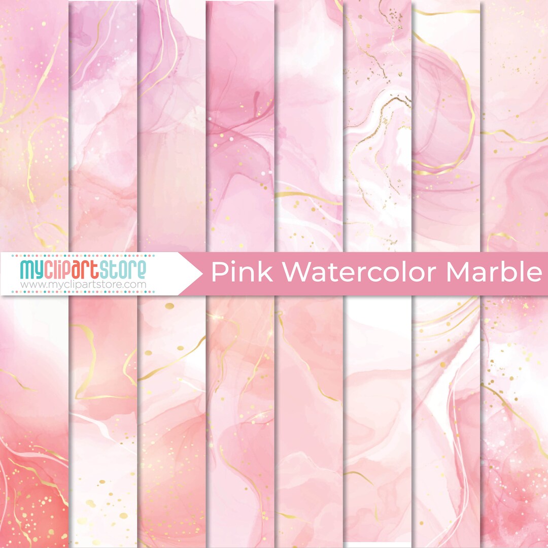 Pink Gold Marble Digital Paper, Rose Gold Marble Texture, Digital ...