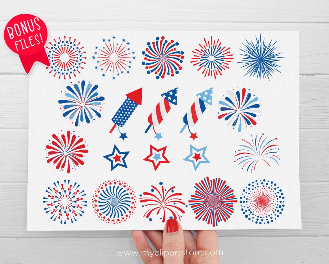 4th of July Fireworks Clipart Fireworks SVG Independence Day - Etsy