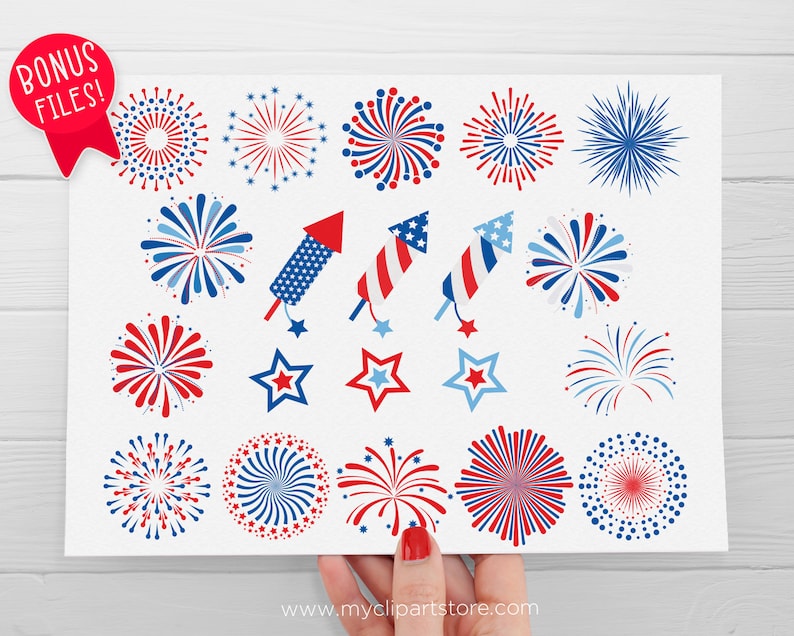 4th of July Fireworks Clipart, Fireworks SVG, Independence Day ...