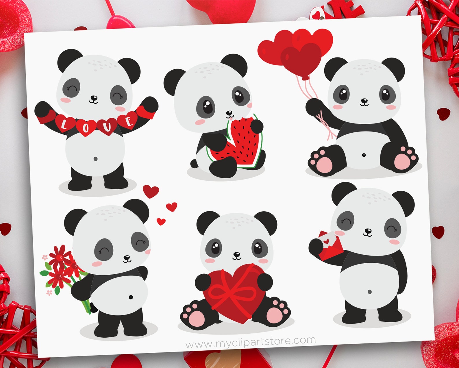 Valentine Clipart Cute Panda Svg Valentine's Day Bear - Etsy