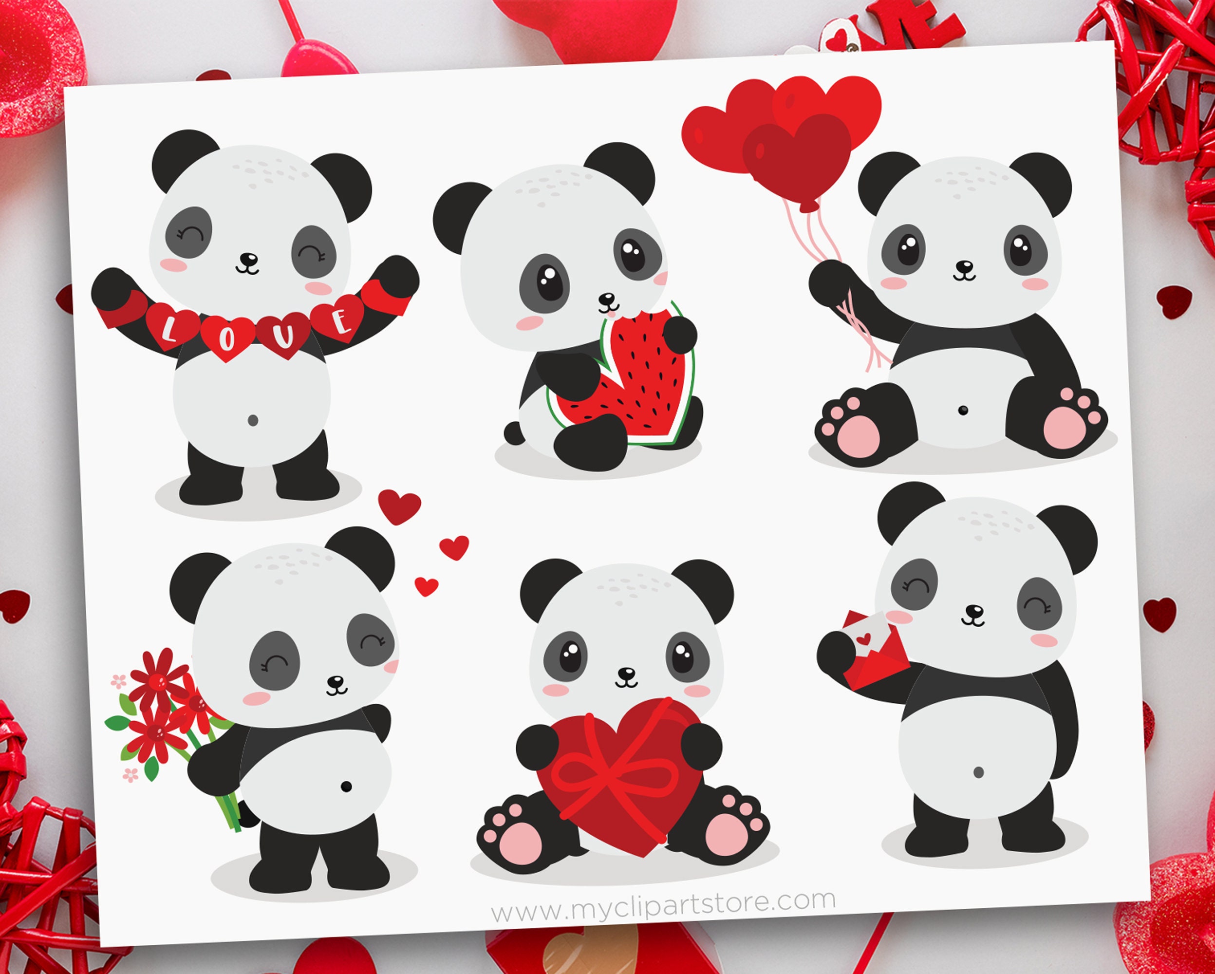Valentine Clipart Cute Panda Svg Valentine's Day Bear - Etsy