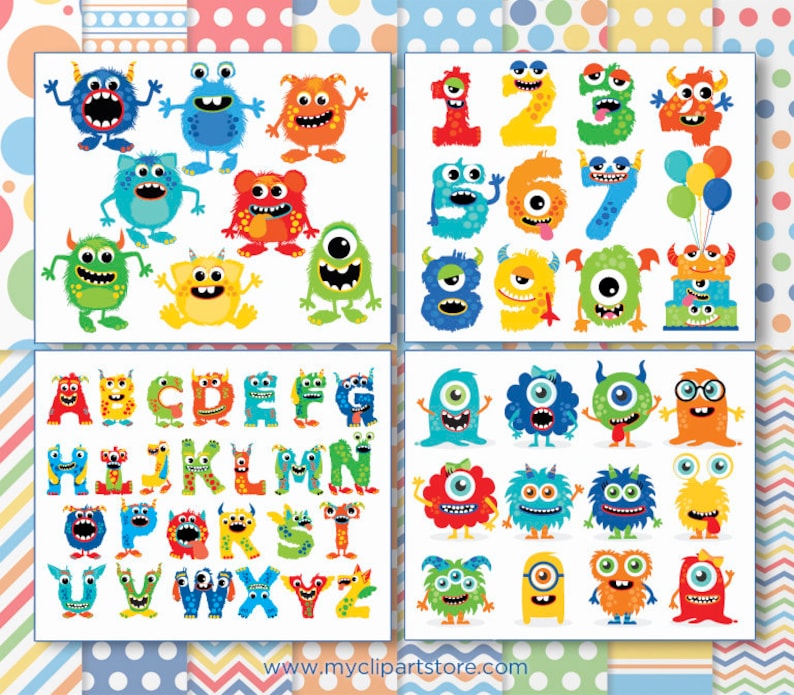 Clipart Bundle Monsters / Monster Alphabet Party Primary | Etsy