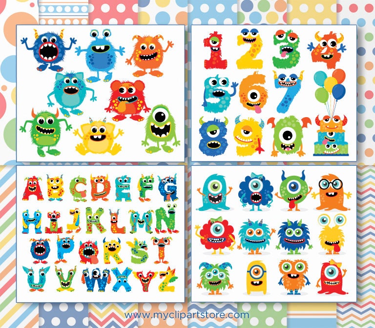 Clipart Bundle Monsters / Monster Alphabet Party Primary | Etsy