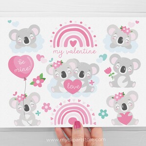 Valentine Koala Bears Clipart, Koala Svg, Valentine's Day, Cute Bear ...