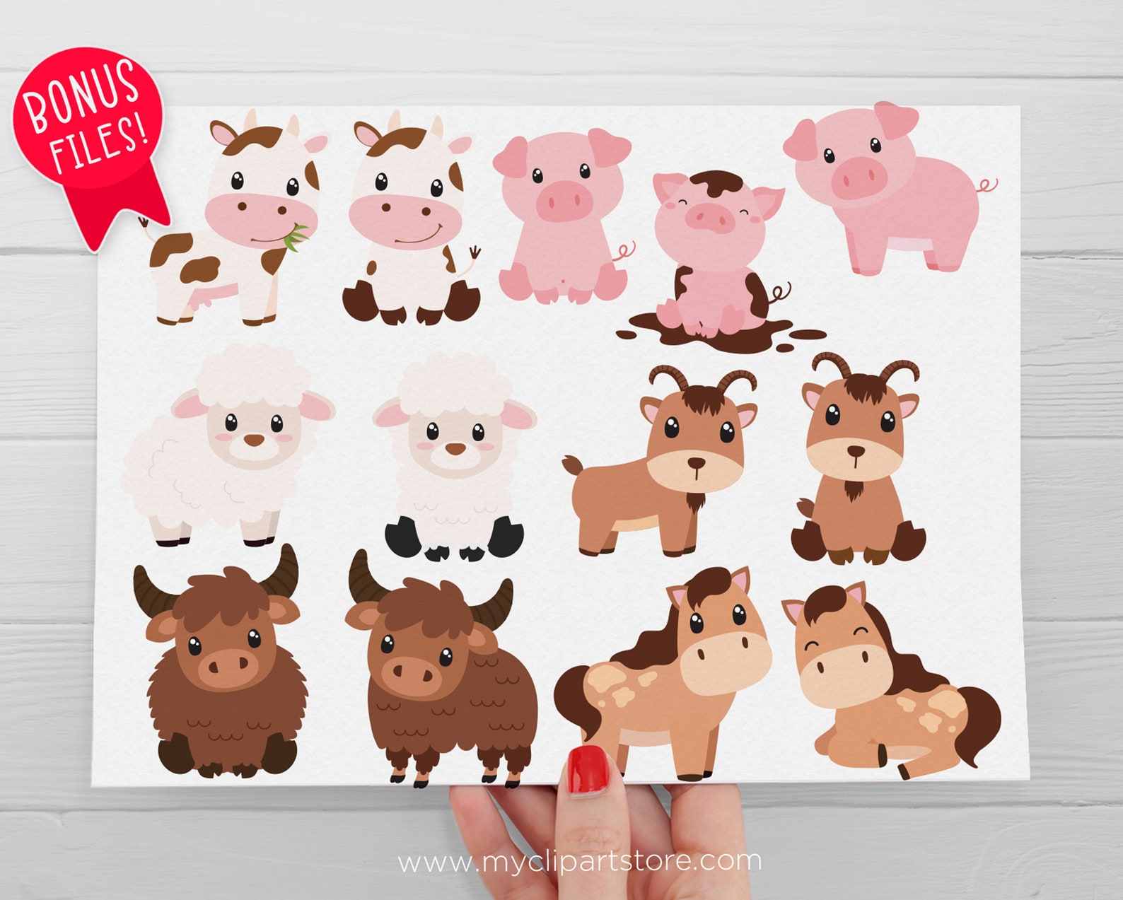 Cute Farm Clipart, Farm Animals, Barn Animals, Farm Birthday, Baby ...