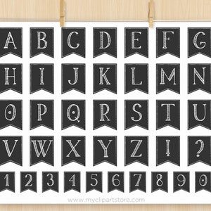 Chalk Bunting Alphabet, Chalkboard Banner, Pennant, Garland ...