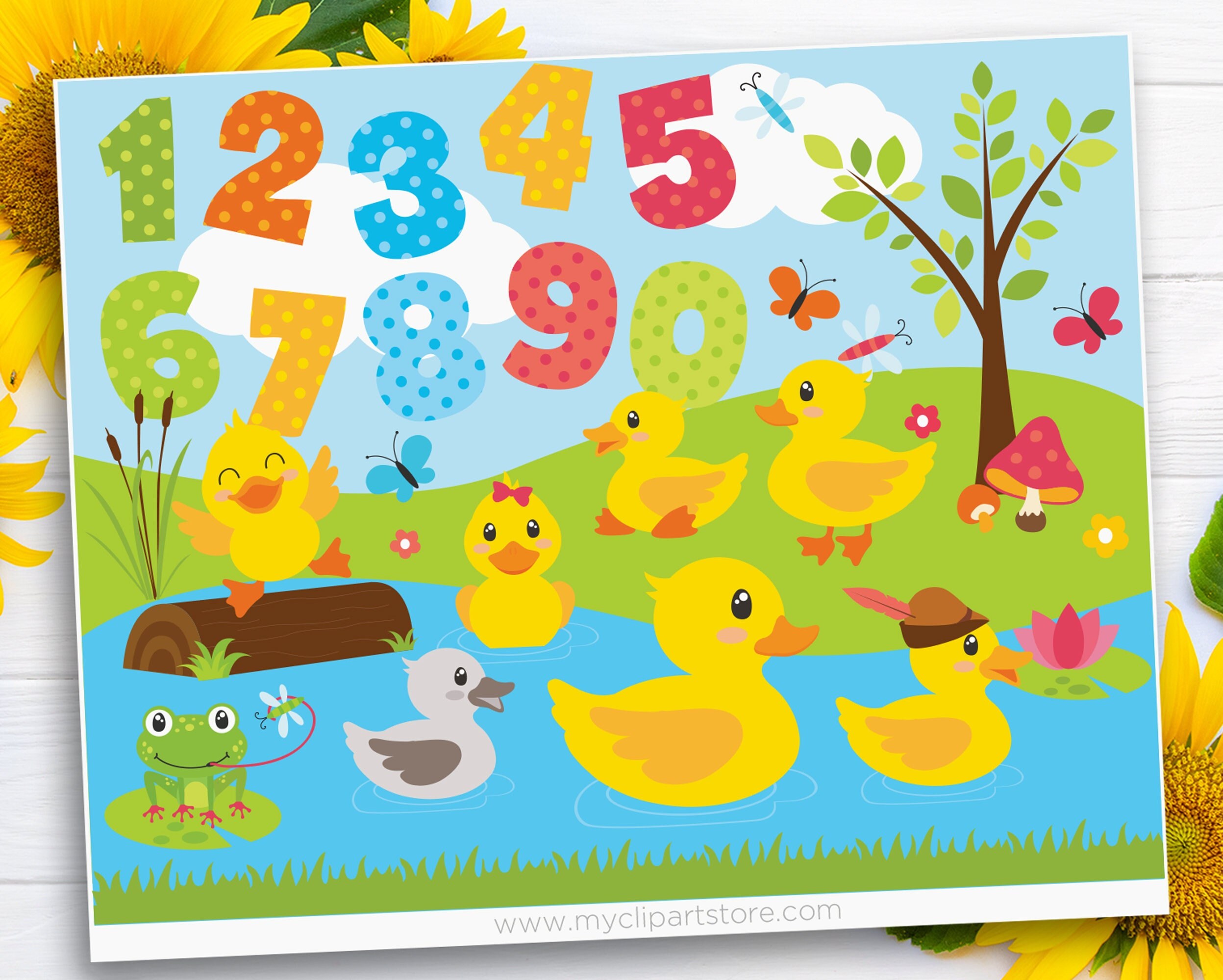 Pond With Ducks Clipart