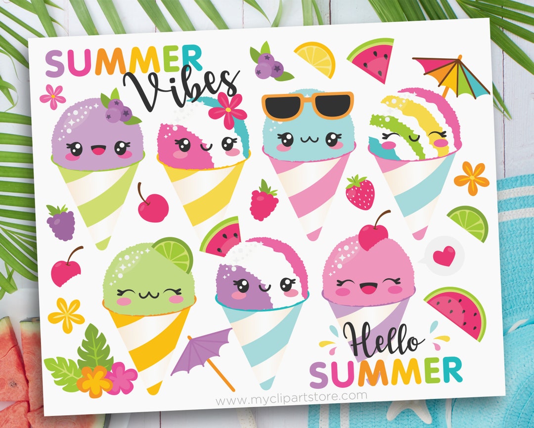 Snow Cone Clipart: Summer Shaved Ice Cream Design (digital Download) - Etsy
