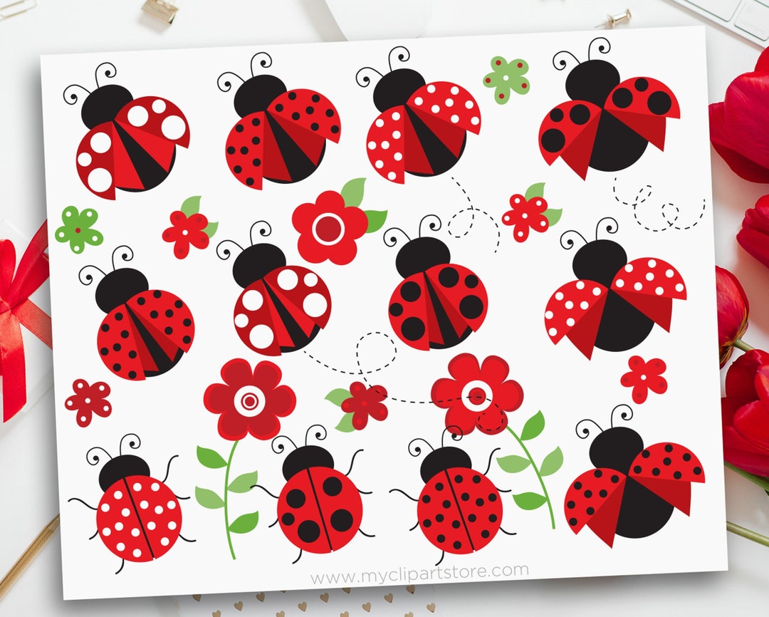 Red Lady Bug Clipart Bundle, Ladybugs svg, Lady Bird png Descarga ...