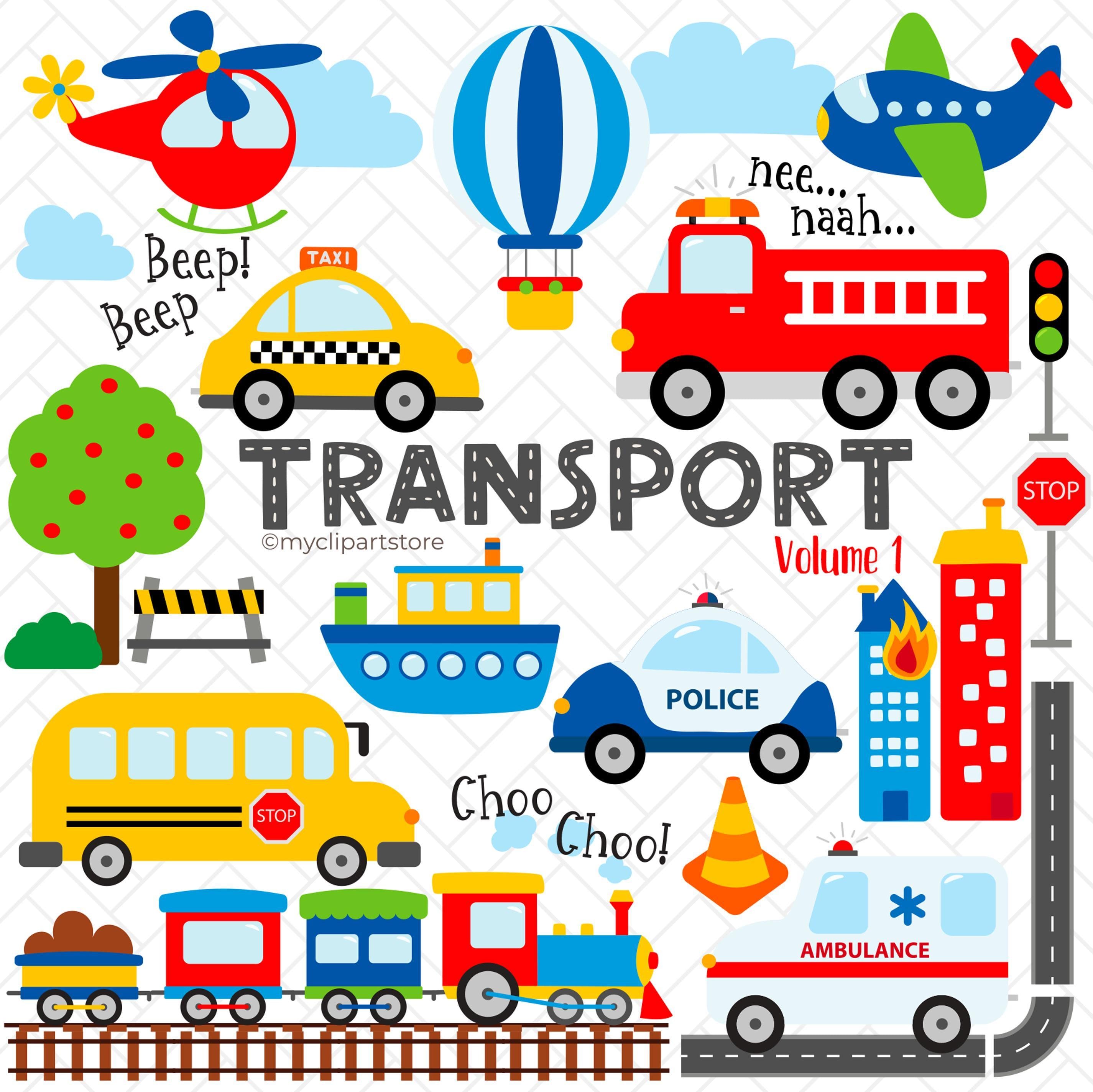 City Transportation Clipart: Vehicles, Cars, Trucks, Train SVG, EPS ...