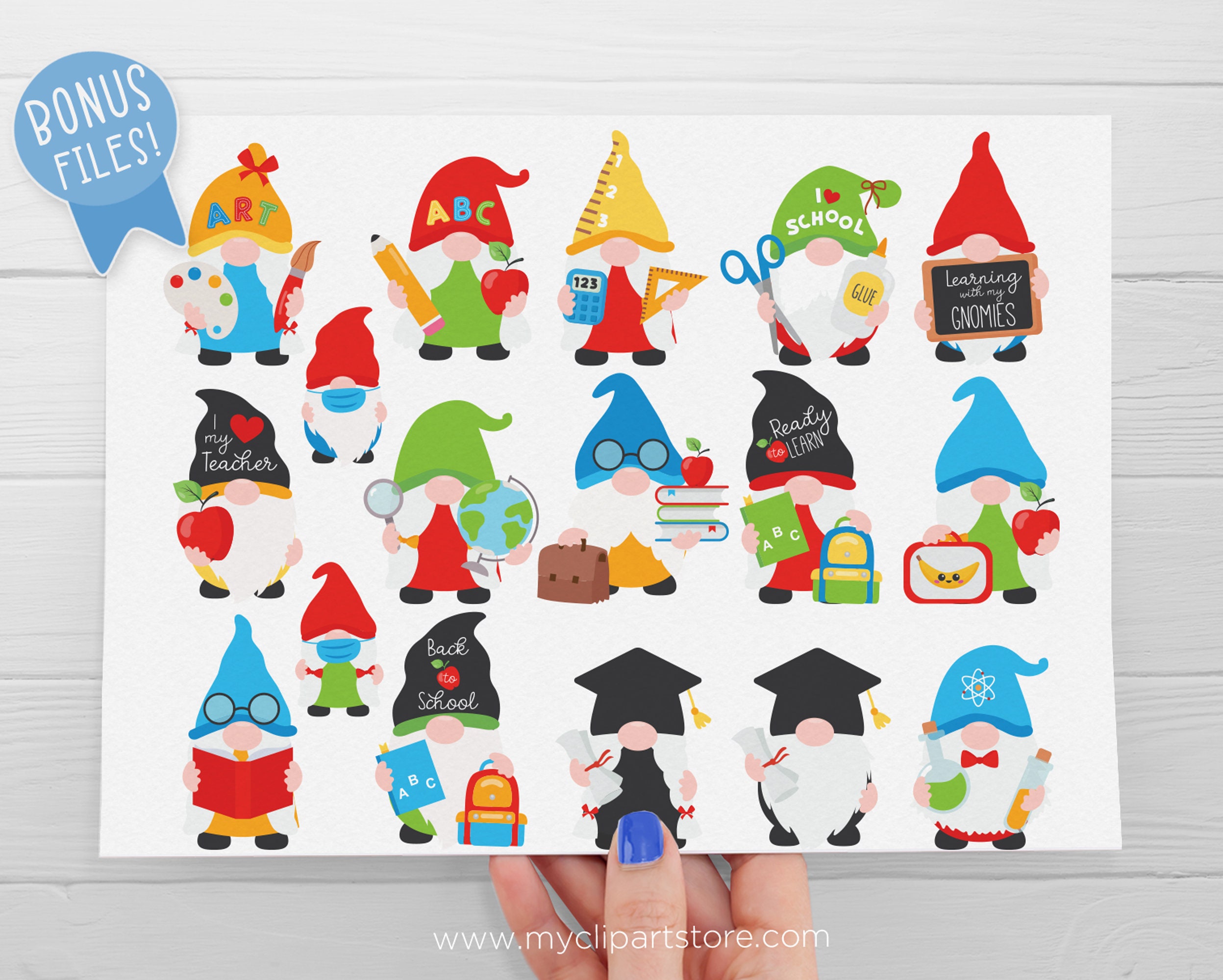 School Gnomes Clipart: Teacher & Graduation Designs (digital Download ...