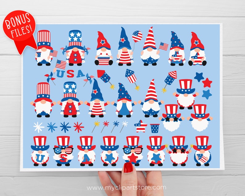 4th of July Clipart Gnome Svg Independence Day Gnome Svg - Etsy