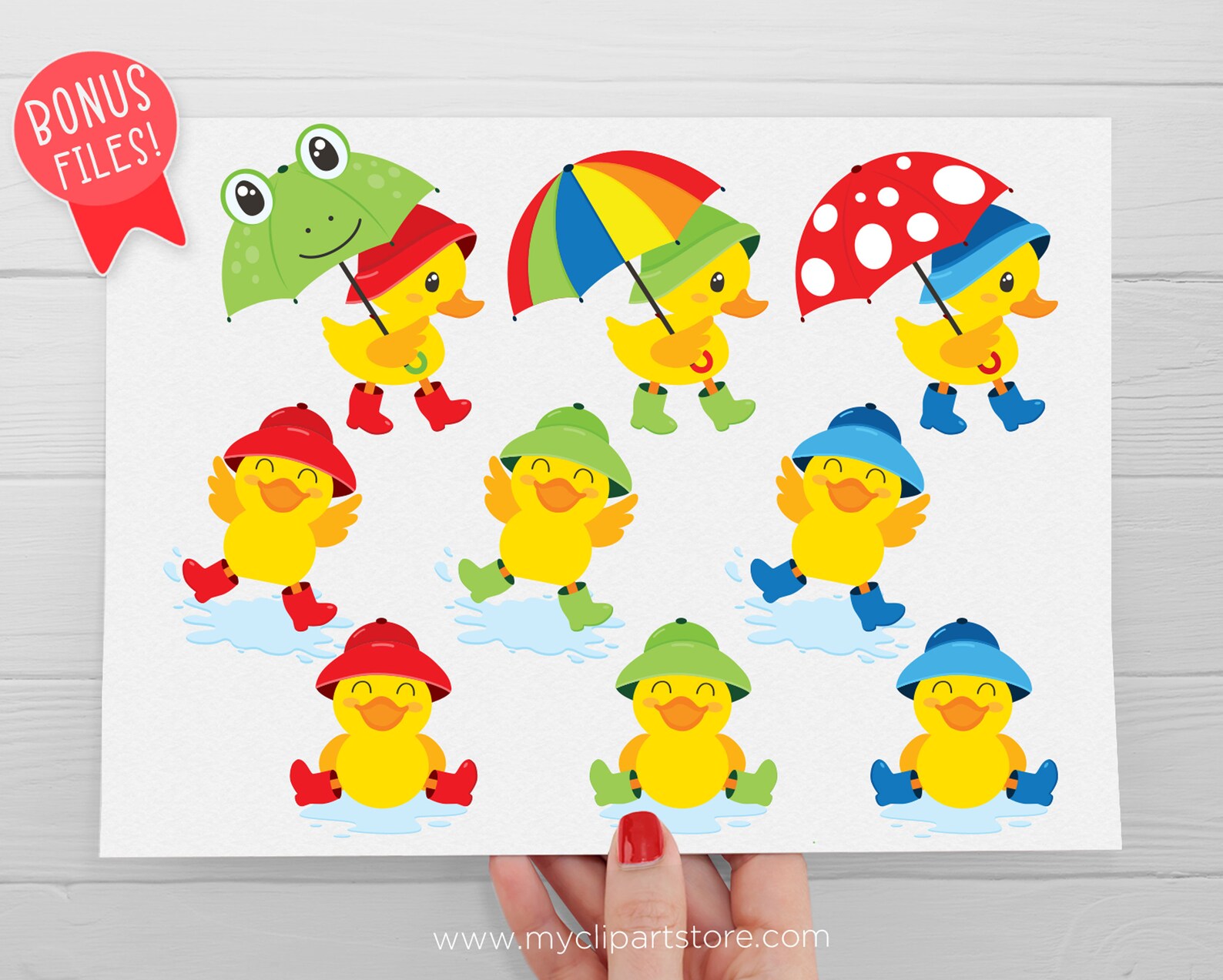 Rainy Day Duck Clipart Rubber Ducky Umbrella Rainbow - Etsy