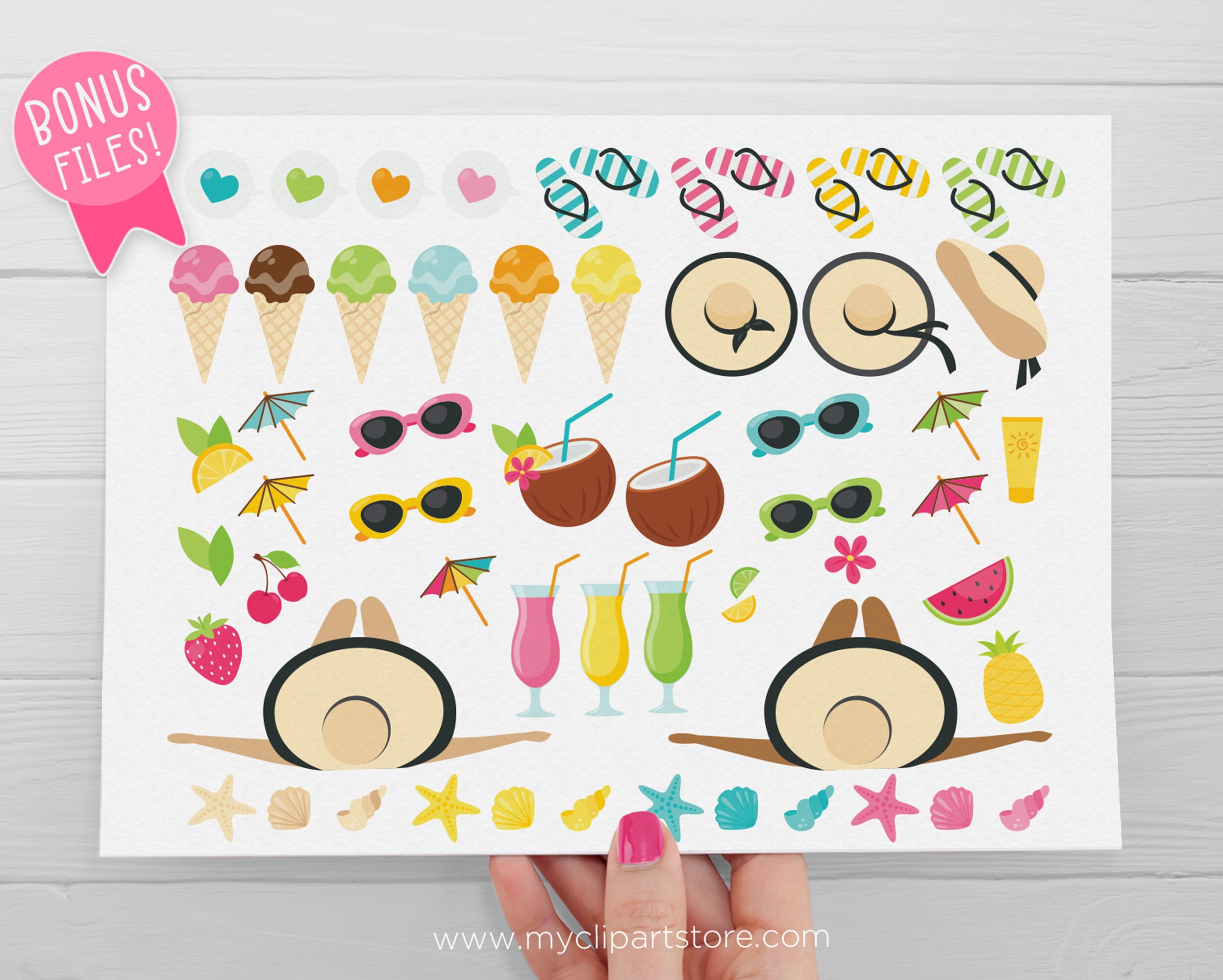 Summer Clipart Beach Vacation Clipart Tropical Plants - Etsy