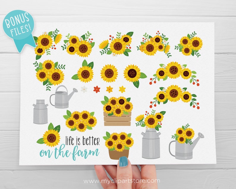 Farmhouse Clipart Sunflower Farm Fall Autumn Flowers - Etsy