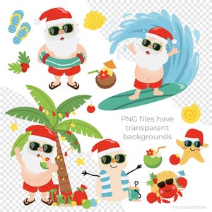 Summer Santa Clipart: Beach Christmas Design (digital Download) - Etsy