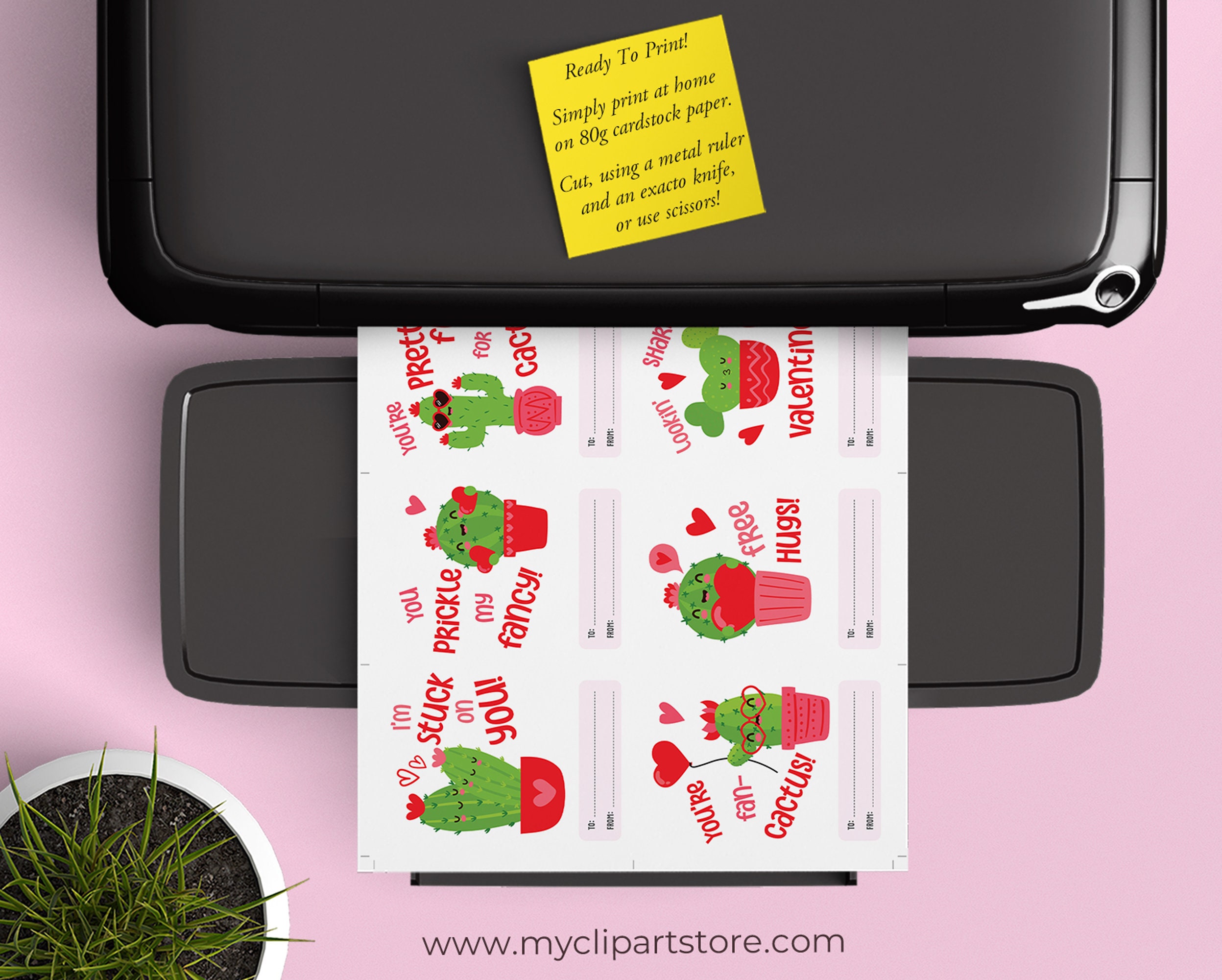 Printable Cactus Valentine's Day Cards, Classroom Cards, Friendship ...