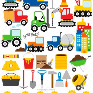 Construction Vehicle Clipart: Road Work, Dump Truck SVG, Tractor PNG ...