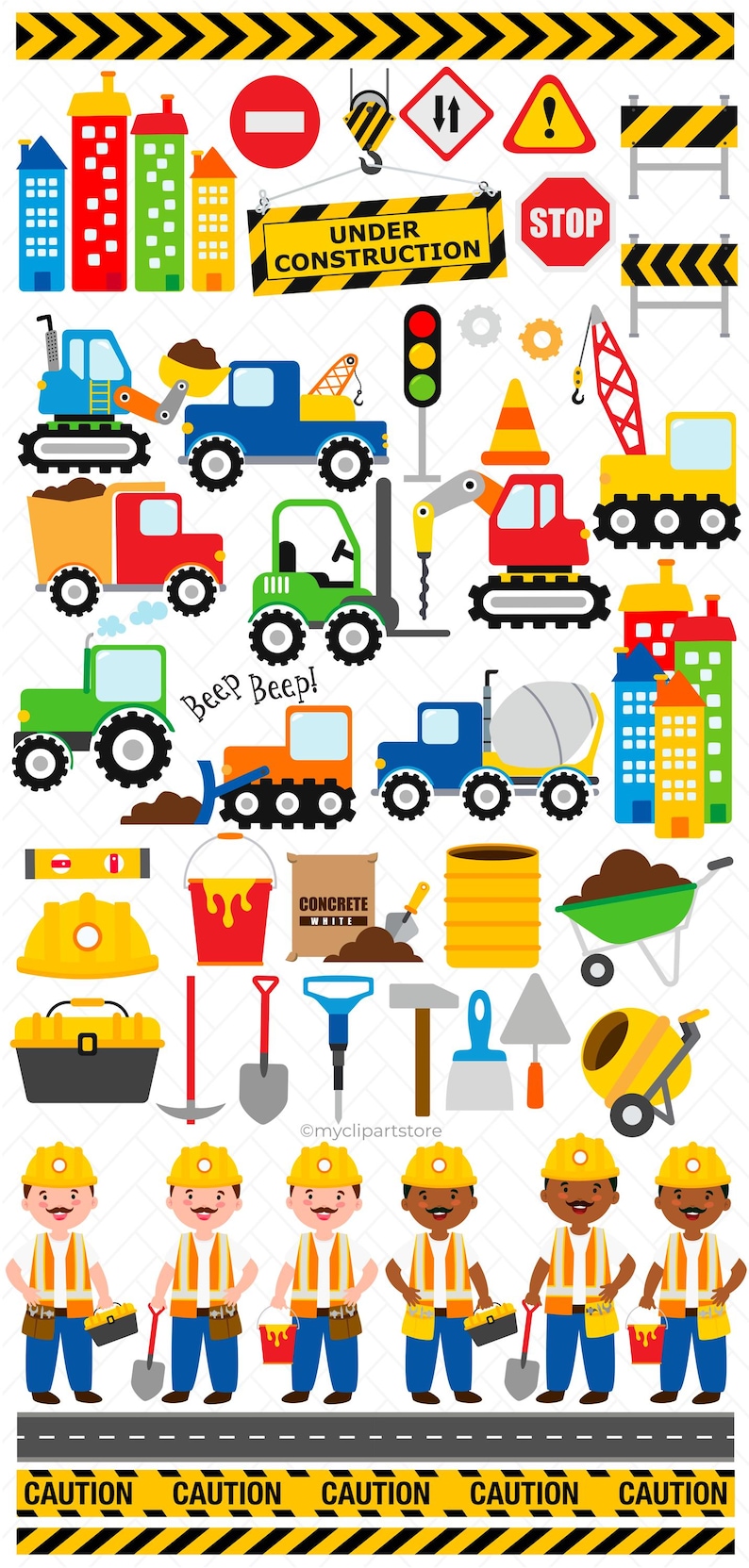 Construction Vehicle Clipart: Road Work, Dump Truck SVG, Tractor PNG ...