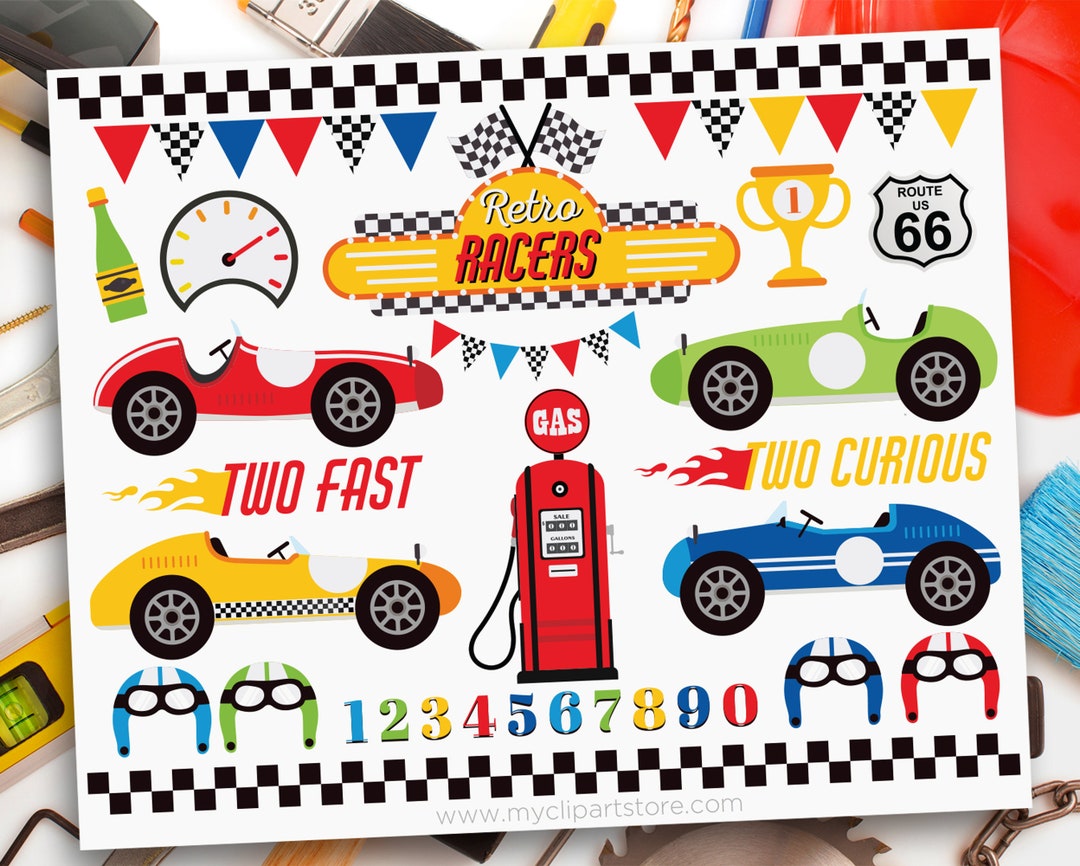 Vintage Racing Car Clipart: Formula 1 Race, 2 Fast, Fast 1, Boy ...