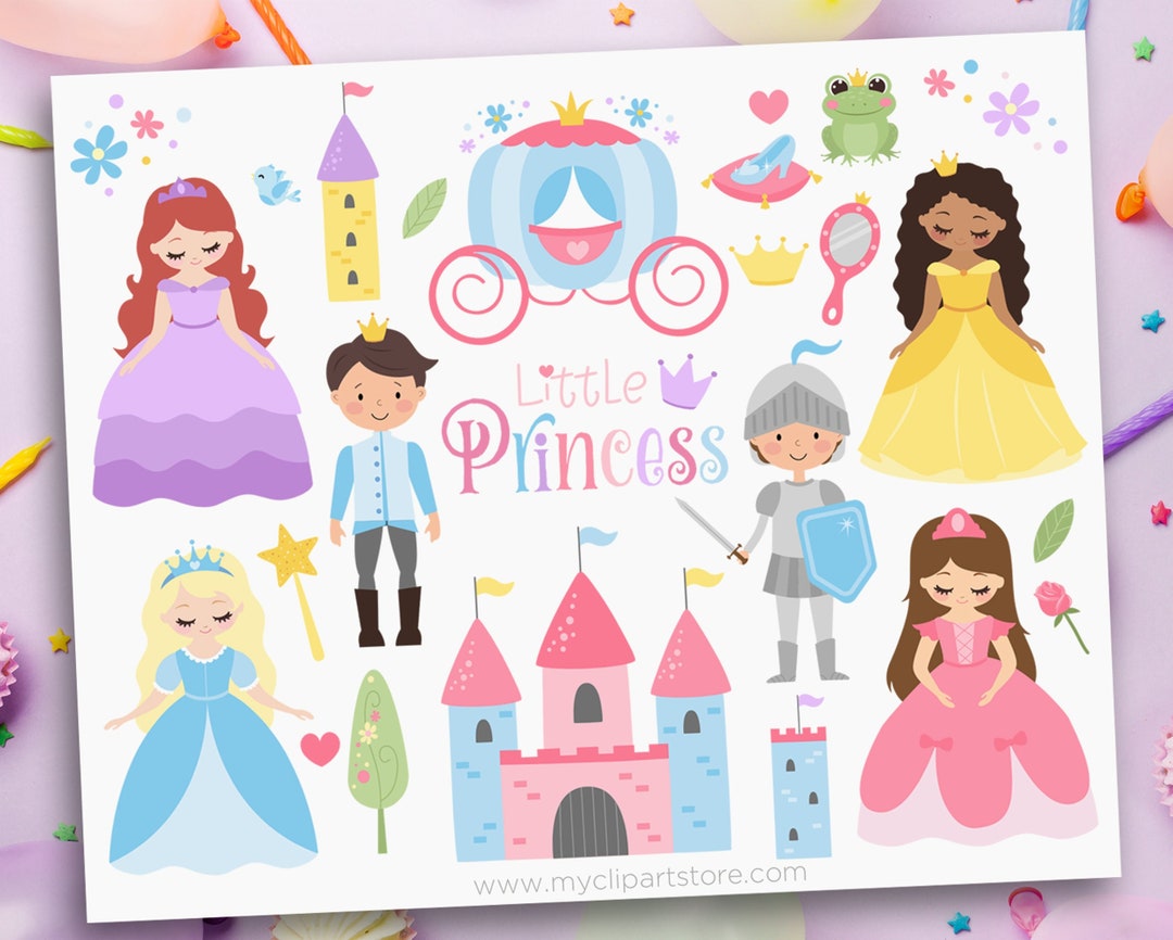 Cute Princess Clipart, Little Prince, Princess Svg, Castle Svg, Fairy ...