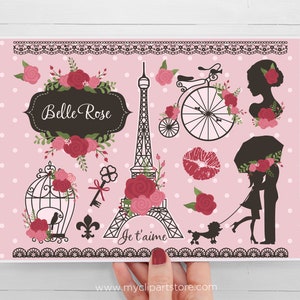 Valentine's Day Clipart, Eiffel Tower Silhouette, Roses Clip Art, Paris ...