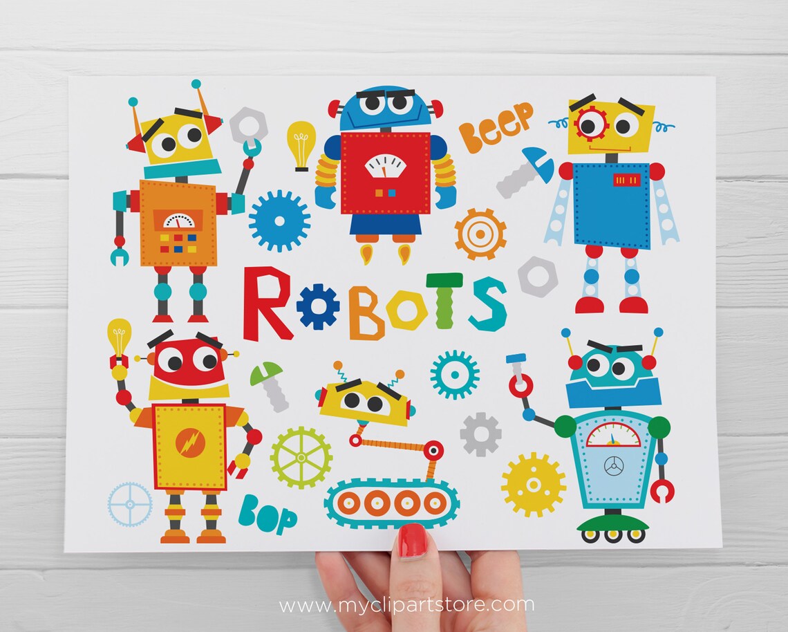 Cute Robots Clipart Robot Svg Robotics Clipart Stem - Etsy