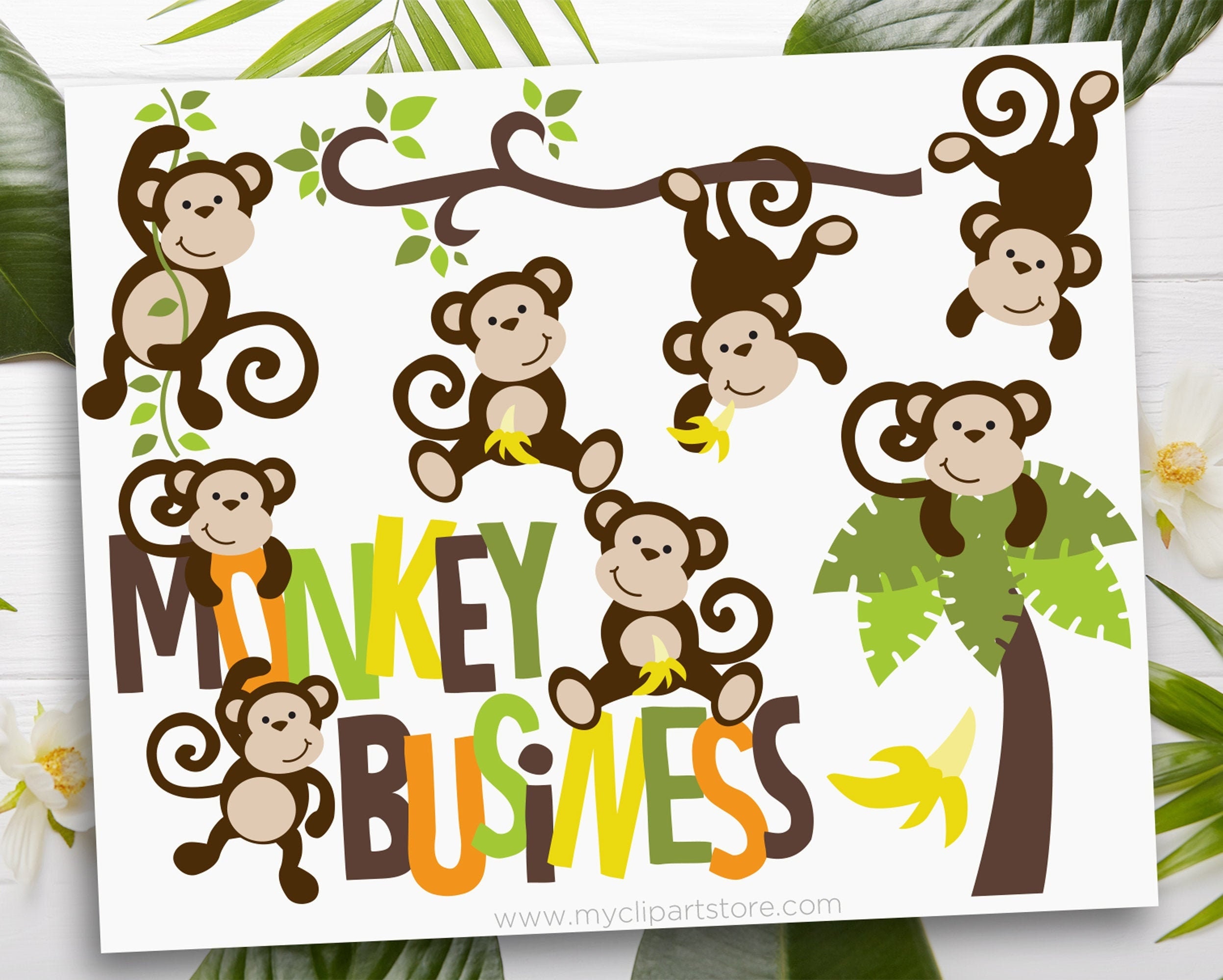 Clip Art & Image Files Paper, Party & Kids Monkey Images COMMERCIAL USE ...