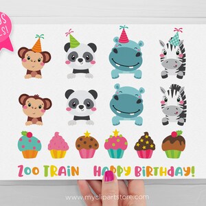 Animal Train Clipart, Zoo Train, Birthday, Baby Safari, Jungle Animals ...