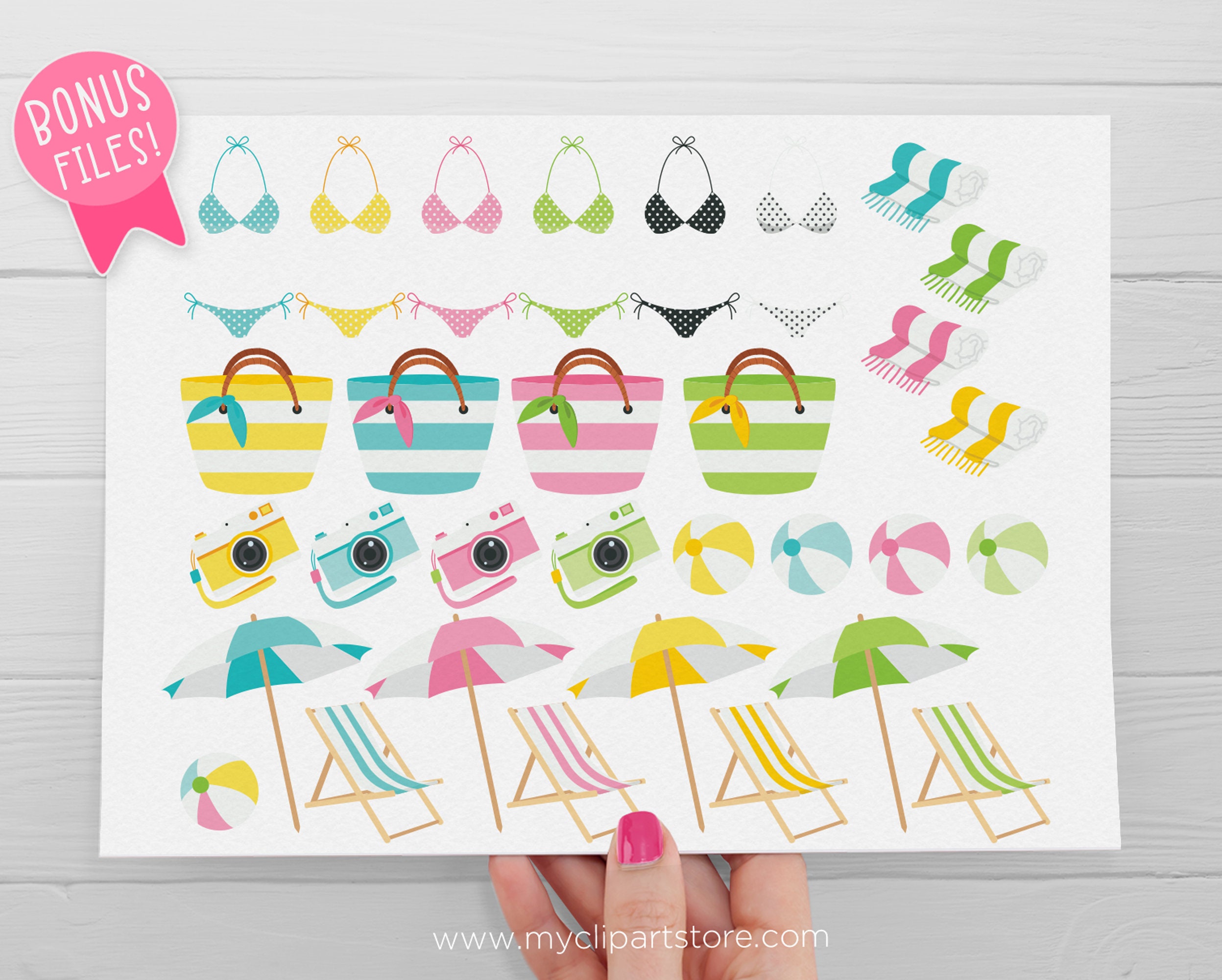 Summer Clipart Beach Vacation Clipart Tropical Plants - Etsy