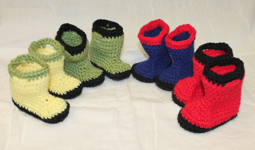 Handmade Baby Booties - Wellies Rain Boots - Choice of Colors - Crochet ...