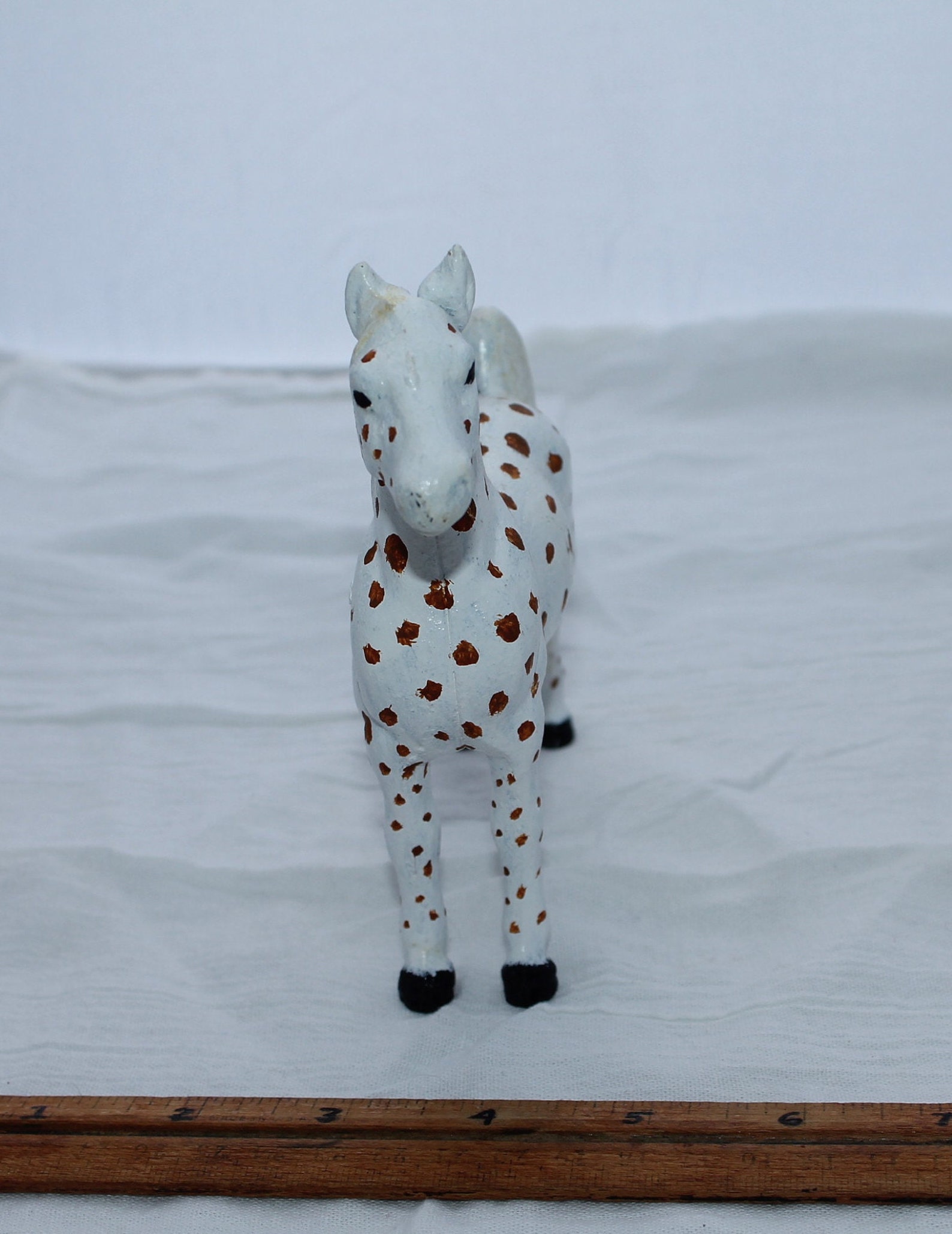 Cast Iron Leopard Appaloosa Horse Bank Figurine White With Brown Spots ...