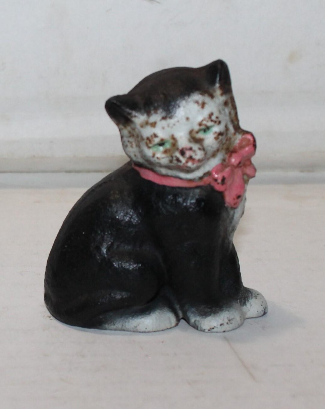 Vintage Cast Iron Hubley Kitty Cat With Bow Figurine Paperweight Paper ...