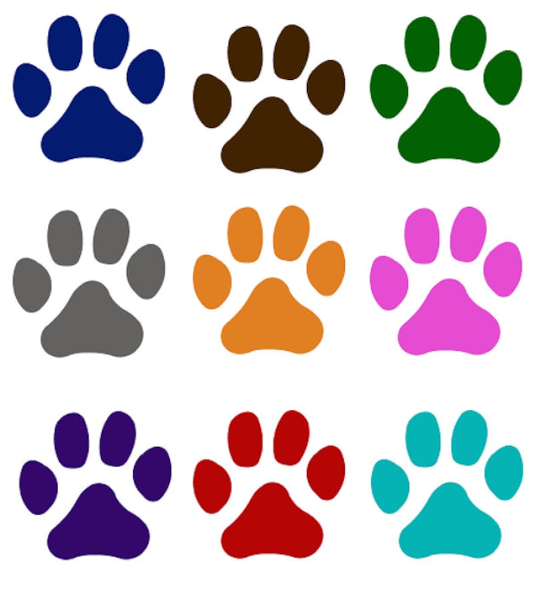 Paw Print Decal Pet Cat Dog - Choice of Color on Clear Background ...