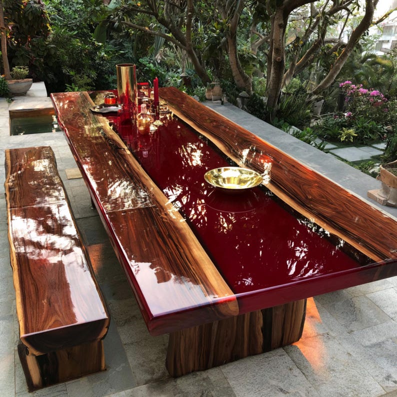 Handmade Walnut Epoxy River Dining Table, Live Edge Wood Furniture - Etsy