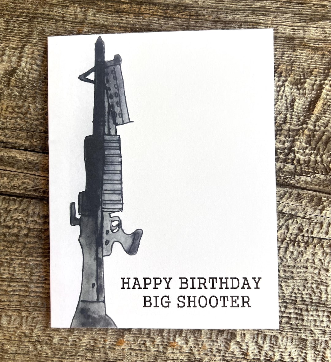 Happy Birthday Men's Greeting Card - M60 Rifle Note Card - 4 Card Pack ...