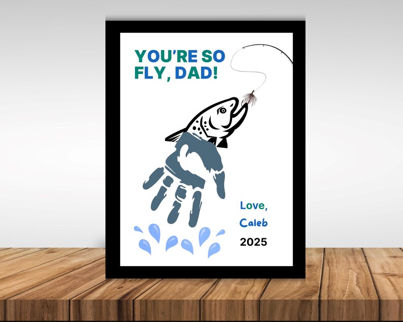 Father's Day Handprint Craft Fishing Printable, Birthday Gift for Dad ...