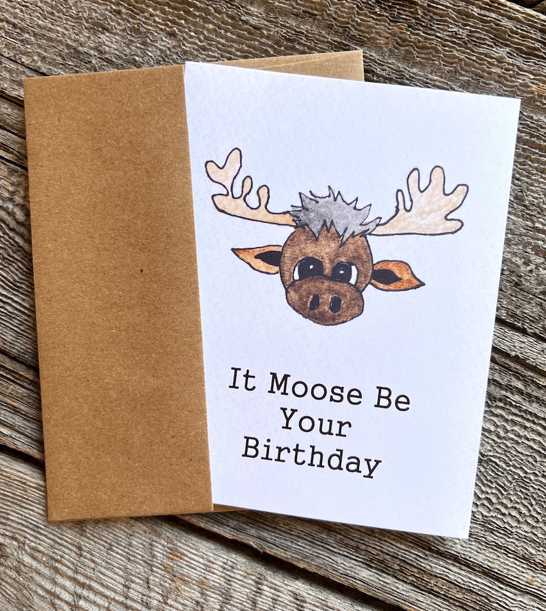 Kids Birthday Greeting Card Moose Note Card 4 Card Pack Blank Inside - Etsy