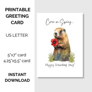 Funny Groundhog Day Printable Greeting Card, Hoping for Spring Humorous ...