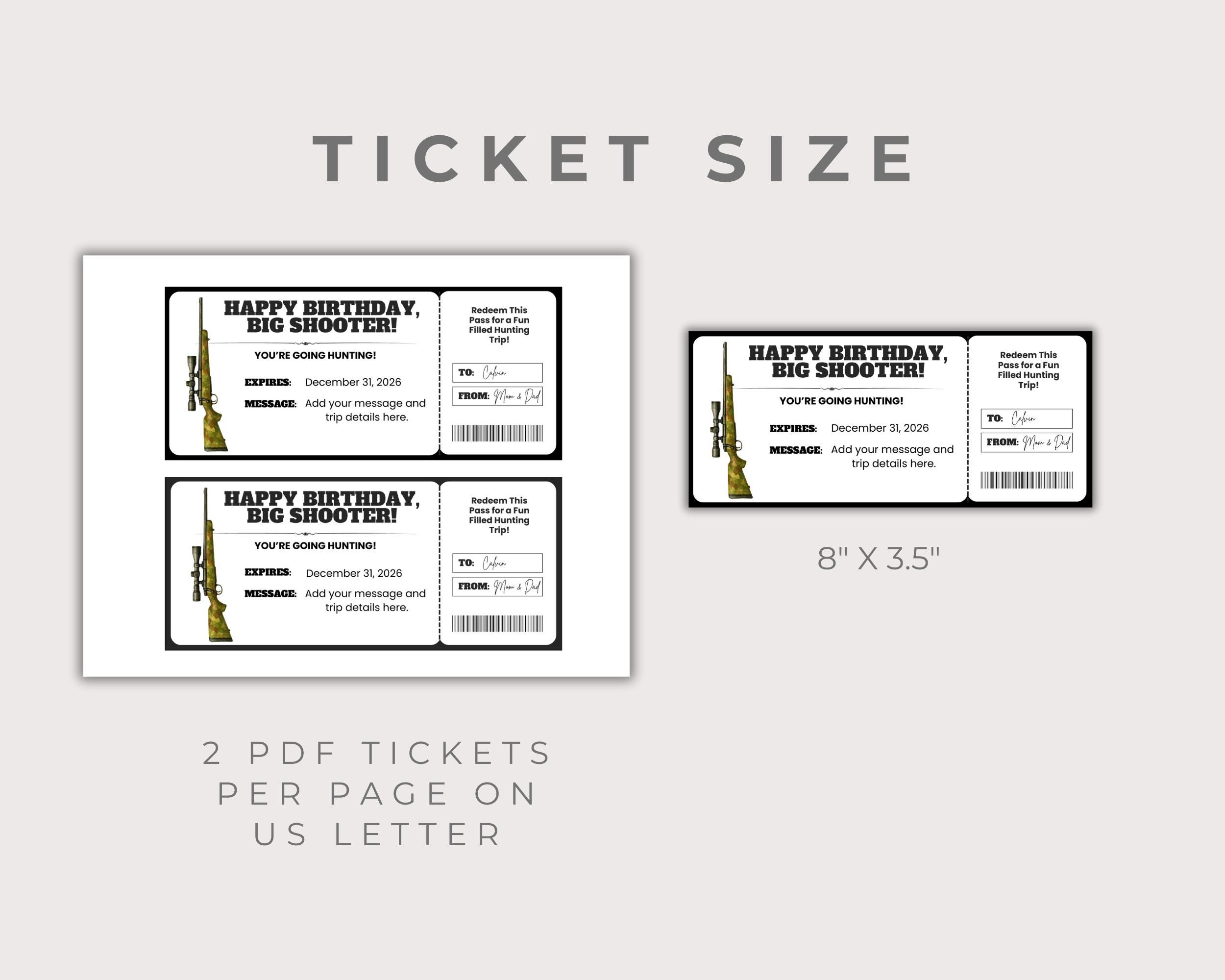 Editable Hunting Trip Ticket Printable, Surprise Birthday Gift, Hunting ...