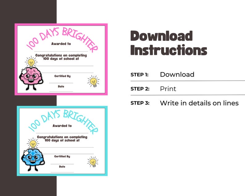 100 Days of School Printable Certificate of Achievement, School ...
