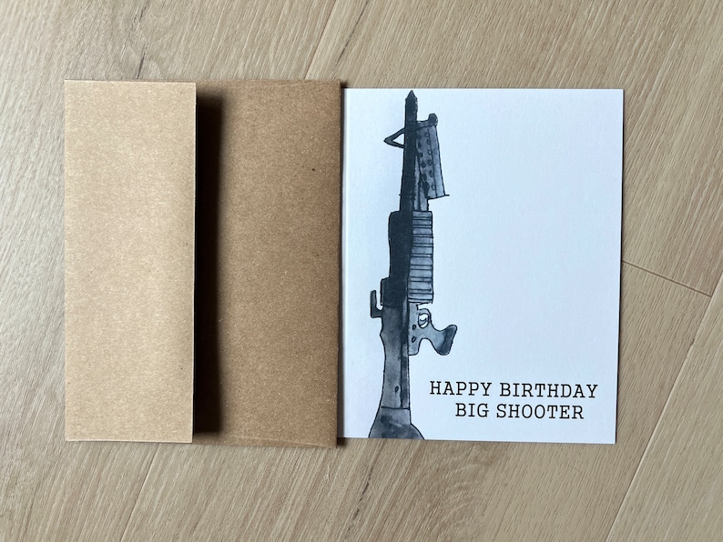 Happy Birthday Men's Greeting Card - M60 Rifle Note Card - 4 Card Pack ...