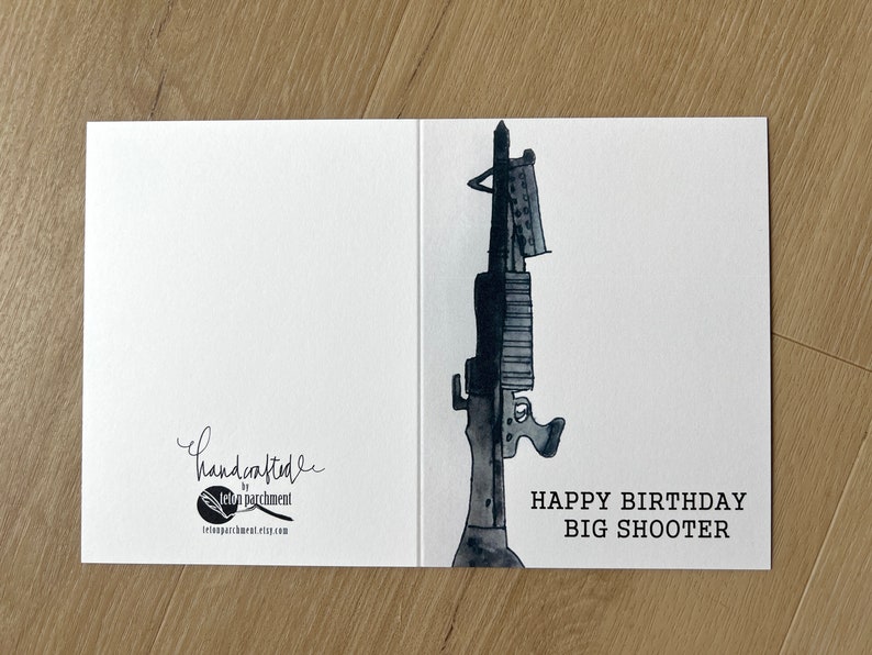 Happy Birthday Men's Greeting Card - M60 Rifle Note Card - 4 Card Pack ...