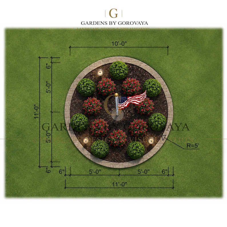 Ready to Use Landscape Design | Flagpole Garden Idea | Layout Garden ...