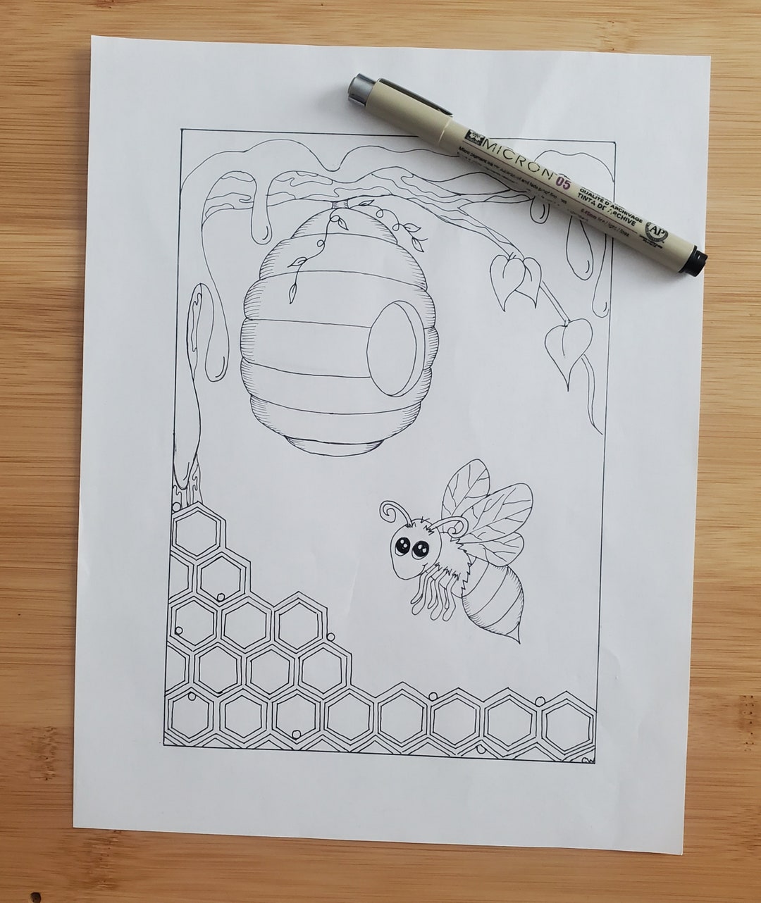 Happy Bee Coloring Page - Etsy