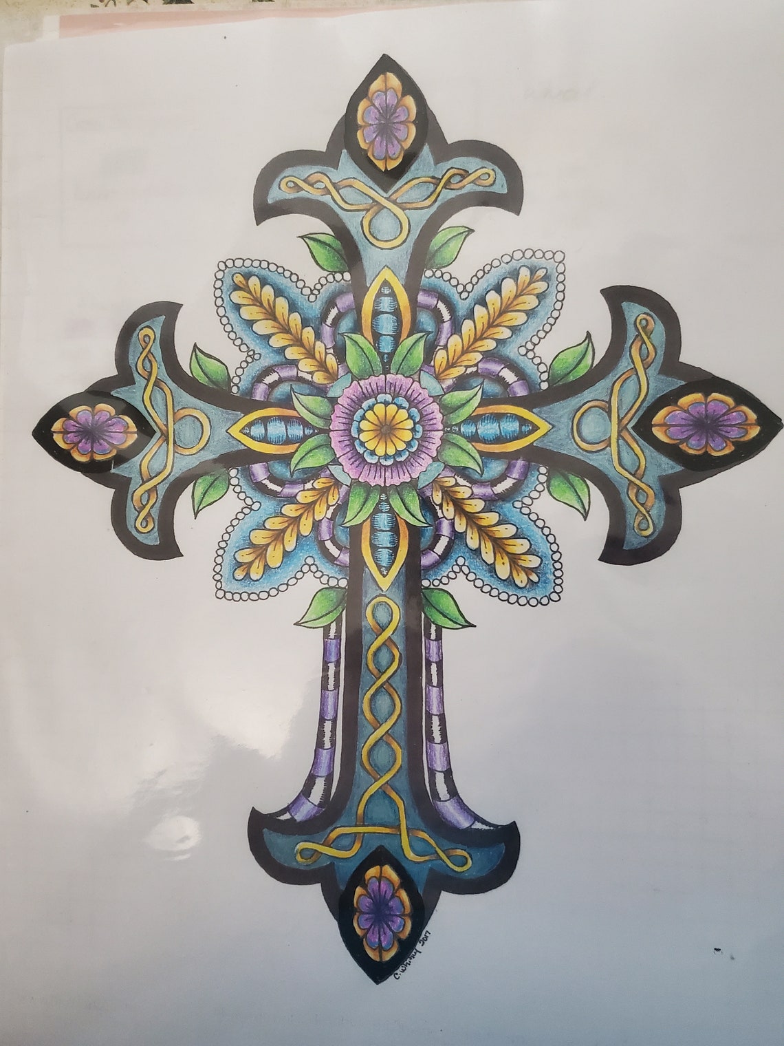 Ornate Cross Coloring Page - Etsy