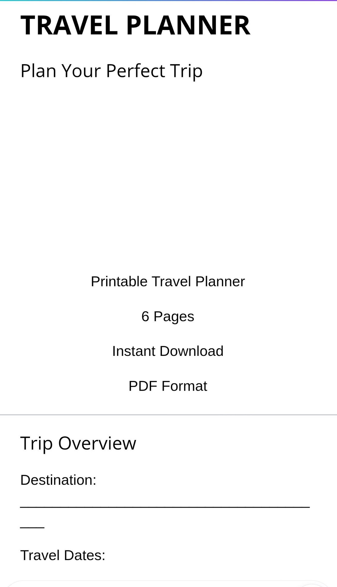 Printable Travel Planner PDF | Trip Planner | Budget Tracker | Packing ...