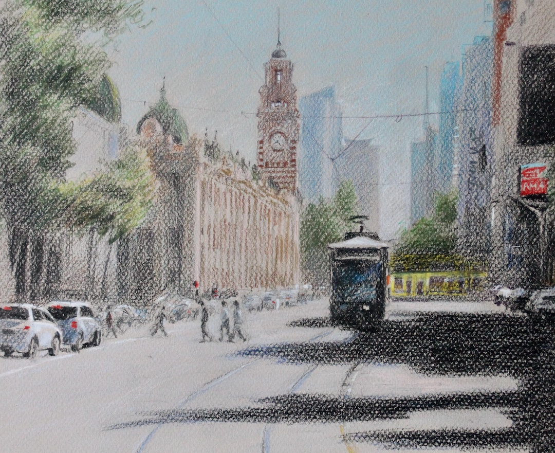 Flinders Street Railway Station, Melbourne, Australia, Colored Pencil ...