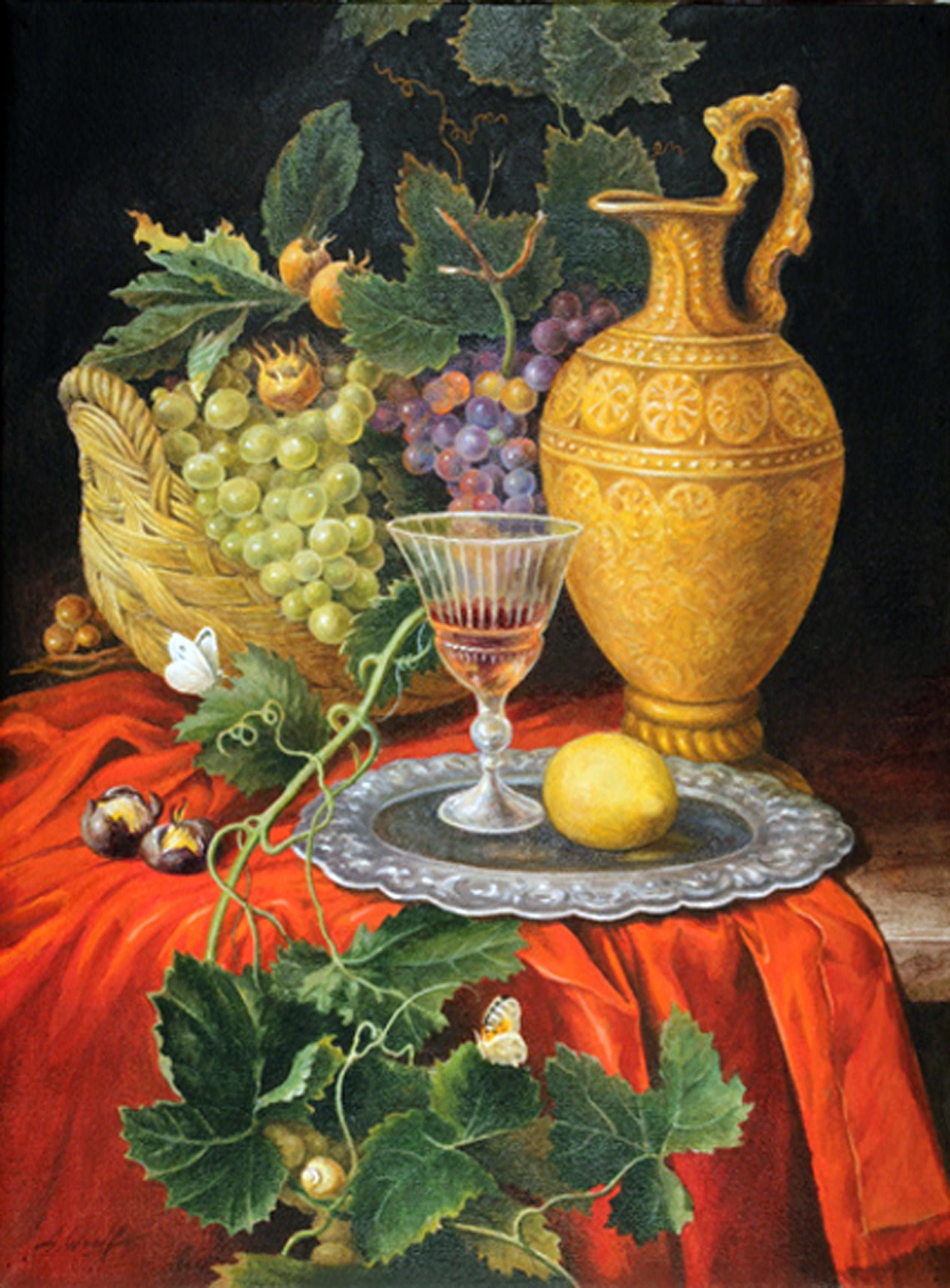CLASSIC DUTCH PAINTING, Dutch Masters' Style Still-life With Grapes and ...
